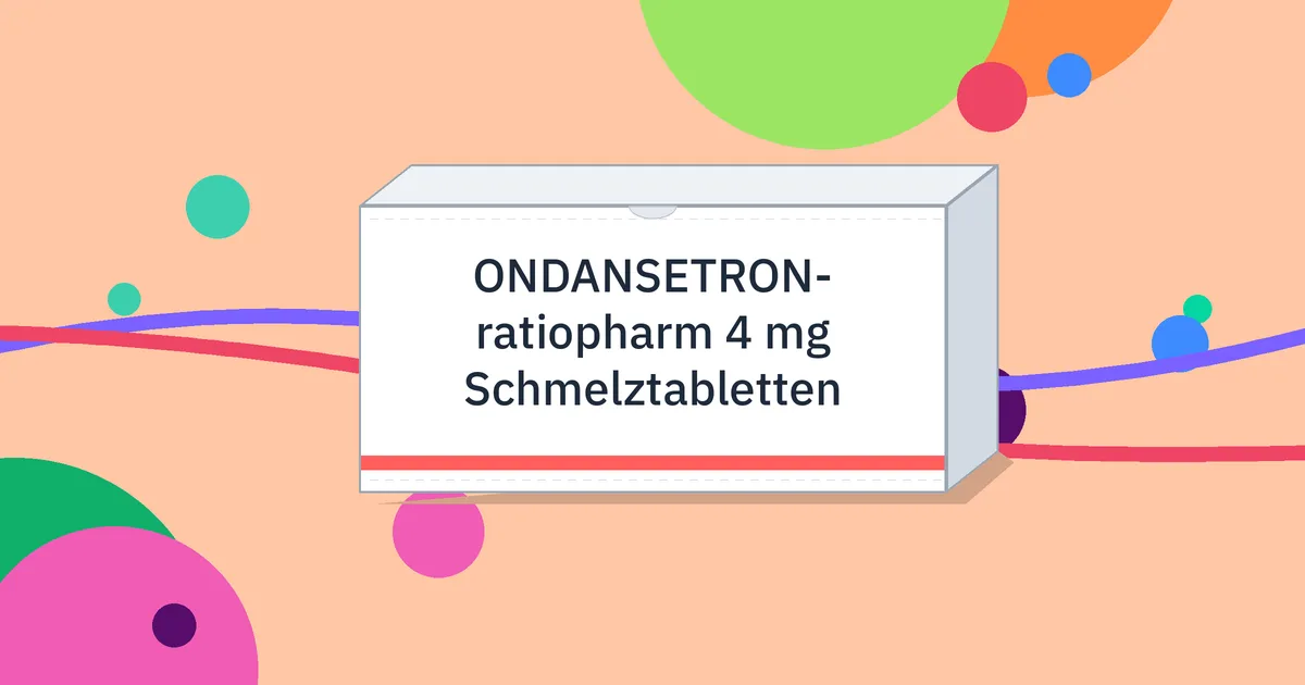 Symbolbild: Packung mit der Aufschrift ONDANSETRON-ratiopharm 4 mg Schmelztabletten (PZN 06607602) – Verfügbarkeit und Bezug in Apotheken in Frankfurt am Main