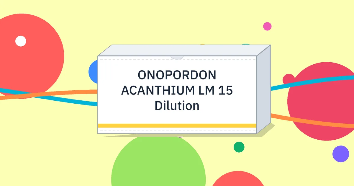 Symbolbild: Packung mit der Aufschrift ONOPORDON ACANTHIUM LM 15 Dilution (PZN 13626190) – Verfügbarkeit und Bezug in Apotheken in Frankfurt am Main