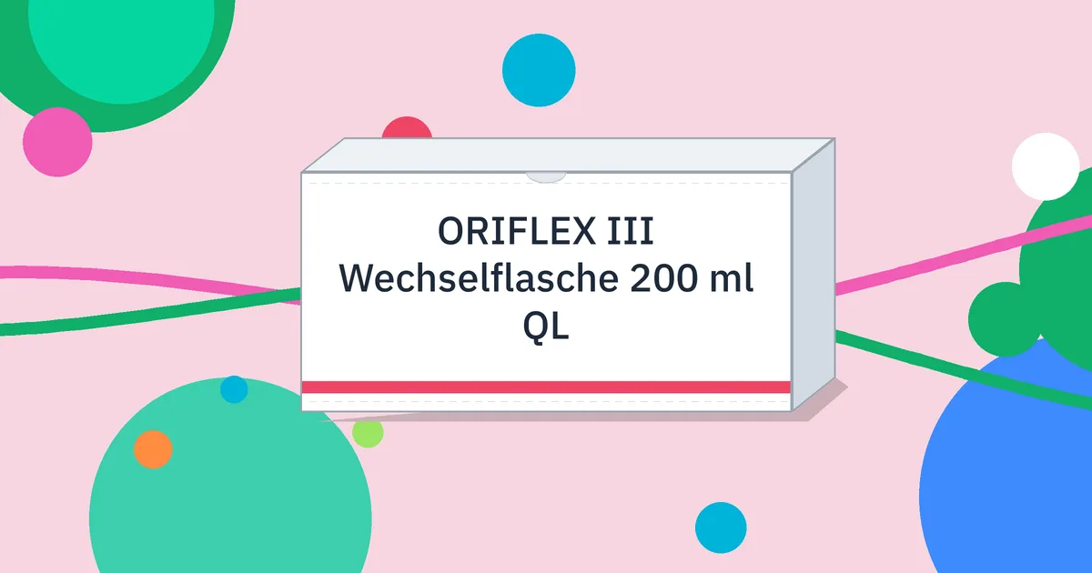 Symbolbild: Packung mit der Aufschrift ORIFLEX III Wechselflasche 200 ml QL (PZN 17486018) – Verfügbarkeit und Bezug in Apotheken in Frankfurt am Main