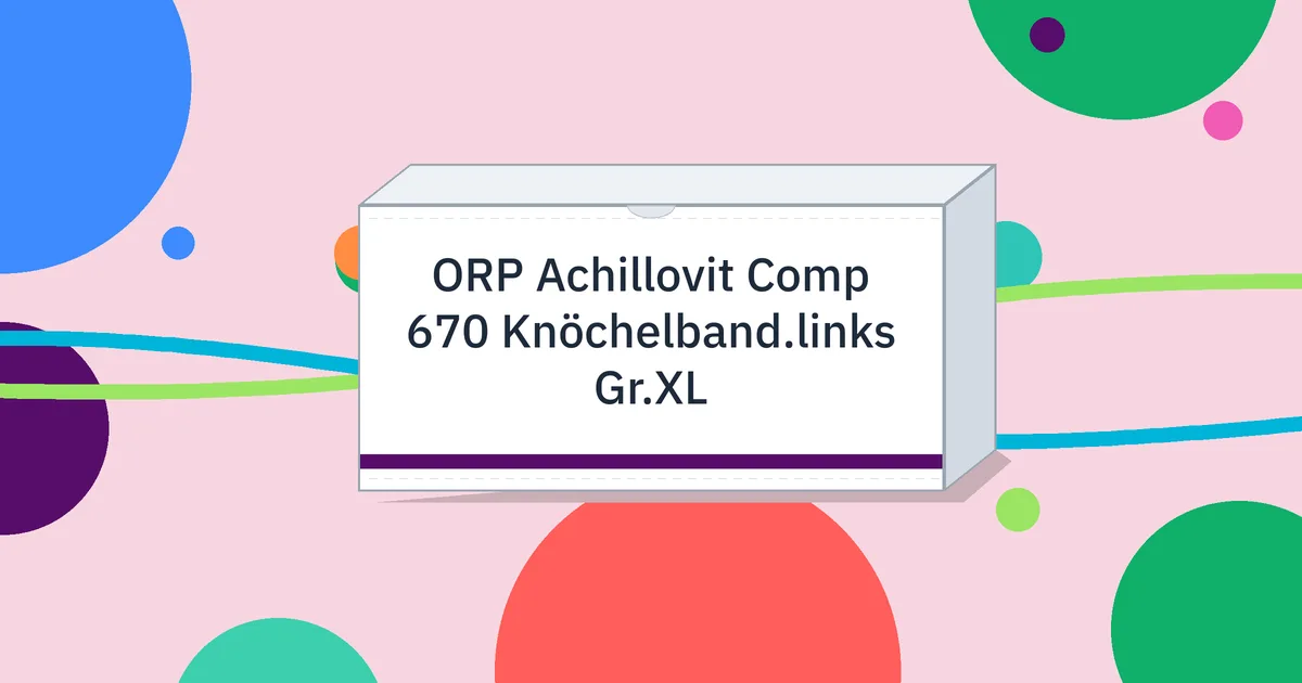 Symbolbild: Packung mit der Aufschrift ORP Achillovit Comp 670 Knöchelband.links Gr.XL (PZN 09398961) – Verfügbarkeit und Bezug in Apotheken in Frankfurt am Main