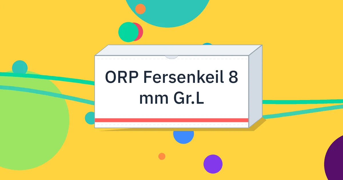 Symbolbild: Packung mit der Aufschrift ORP Fersenkeil 8 mm Gr.L (PZN 05360631) – Verfügbarkeit und Bezug in Apotheken in Frankfurt am Main