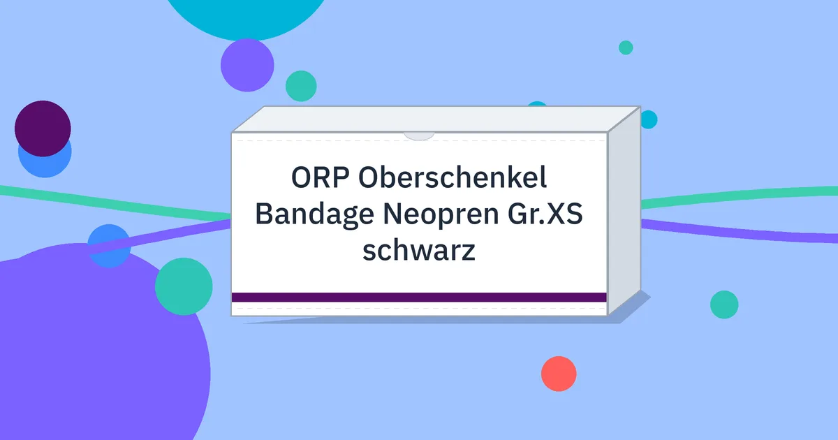 Symbolbild: Packung mit der Aufschrift ORP Oberschenkel Bandage Neopren Gr.XS schwarz (PZN 04902886) – Verfügbarkeit und Bezug in Apotheken in Frankfurt am Main