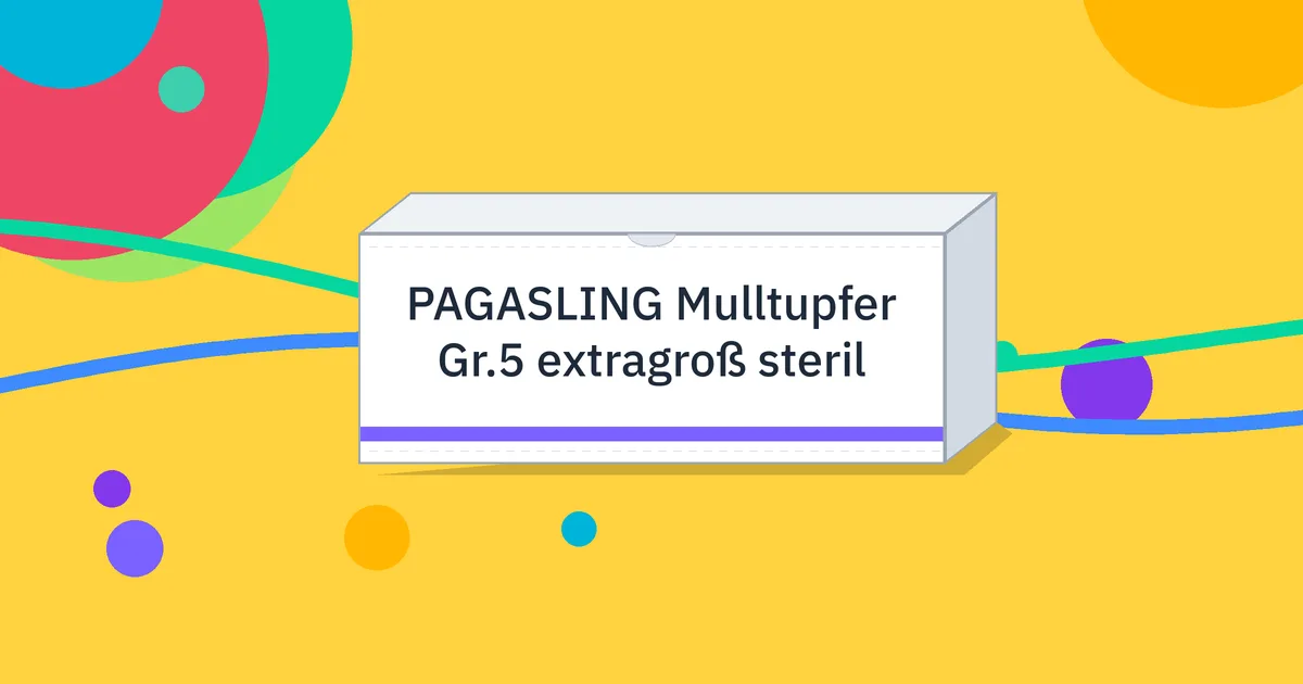 Symbolbild: Packung mit der Aufschrift PAGASLING Mulltupfer Gr.5 extragroß steril (PZN 11113434) – Verfügbarkeit und Bezug in Apotheken in Frankfurt am Main