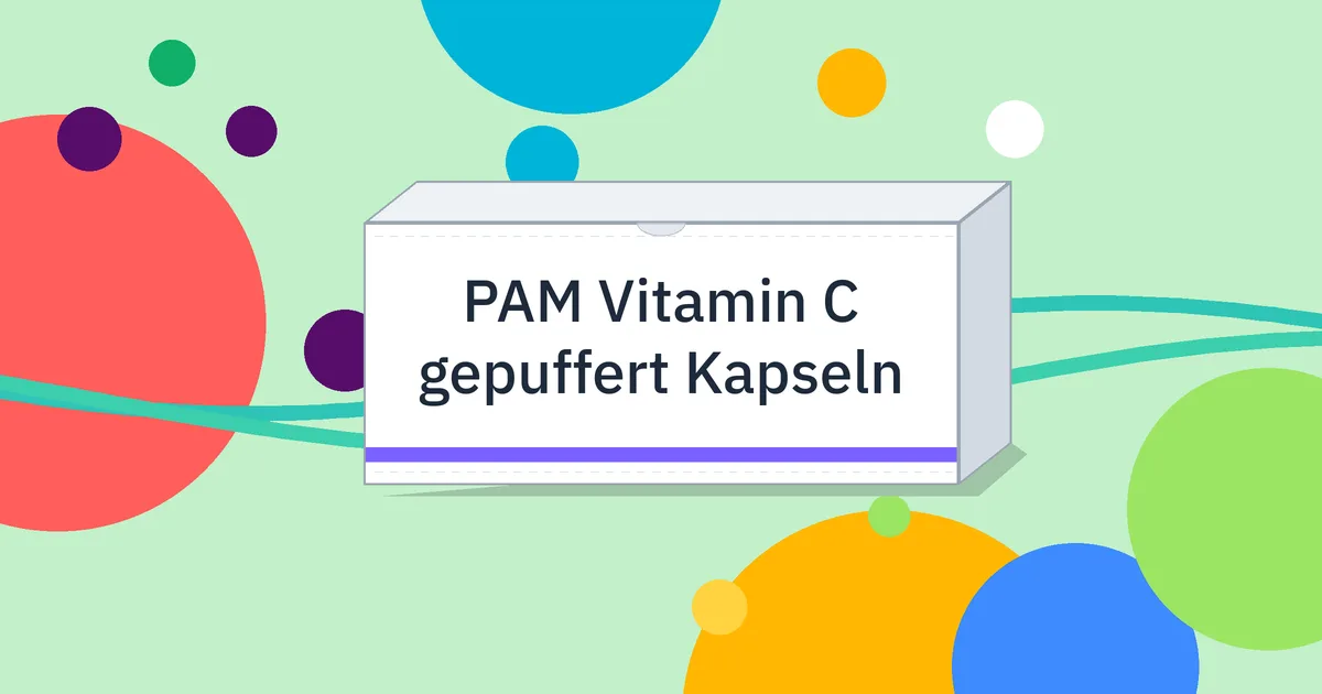 Symbolbild: Packung mit der Aufschrift PAM Vitamin C gepuffert Kapseln (PZN 20280504) – Verfügbarkeit und Bezug in Apotheken in Frankfurt am Main