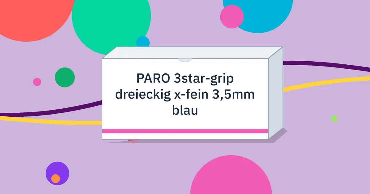 Symbolbild: Packung mit der Aufschrift PARO 3star-grip dreieckig x-fein 3,5mm blau (PZN 17372562) – Verfügbarkeit und Bezug in Apotheken in Frankfurt am Main