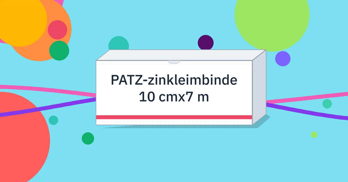 Symbolbild: Packung mit der Aufschrift PATZ-zinkleimbinde 10 cmx7 m (PZN 18152667) – Verfügbarkeit und Bezug in Apotheken in Frankfurt am Main