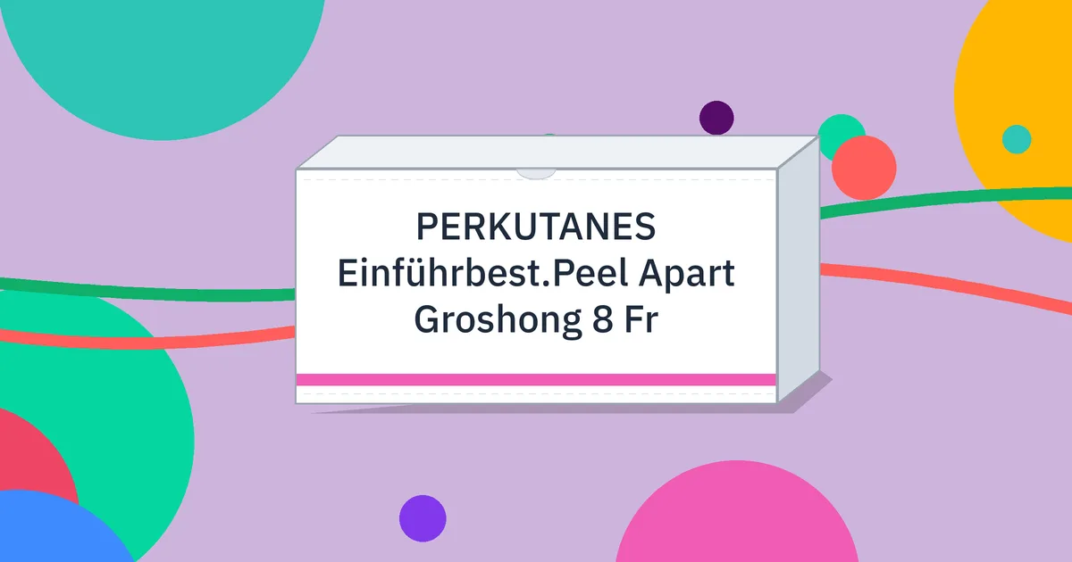 Symbolbild: Packung mit der Aufschrift PERKUTANES Einführbest.Peel Apart Groshong 8 Fr (PZN 02757078) – Verfügbarkeit und Bezug in Apotheken in Frankfurt am Main