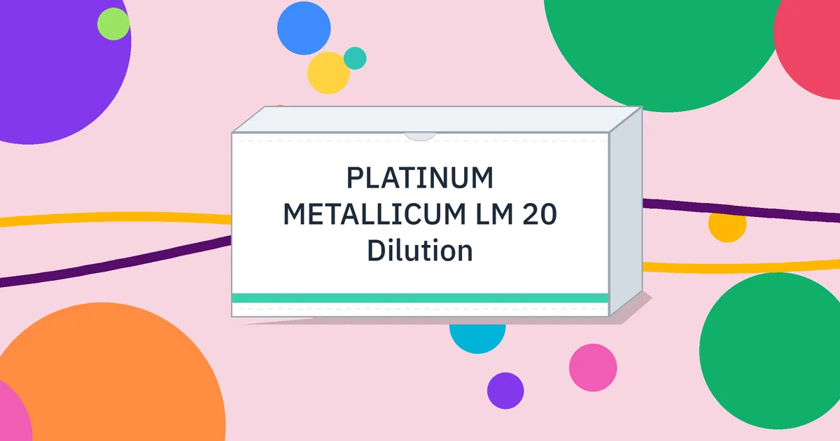 Symbolbild: Packung mit der Aufschrift PLATINUM METALLICUM LM 20 Dilution (PZN 13038464) – Verfügbarkeit und Bezug in Apotheken in Frankfurt am Main