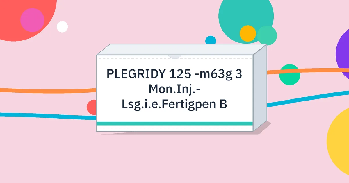 Symbolbild: Packung mit der Aufschrift PLEGRIDY 125 -m63g 3 Mon.Inj.-Lsg.i.e.Fertigpen B (PZN 12415195) – Verfügbarkeit und Bezug in Apotheken in Frankfurt am Main