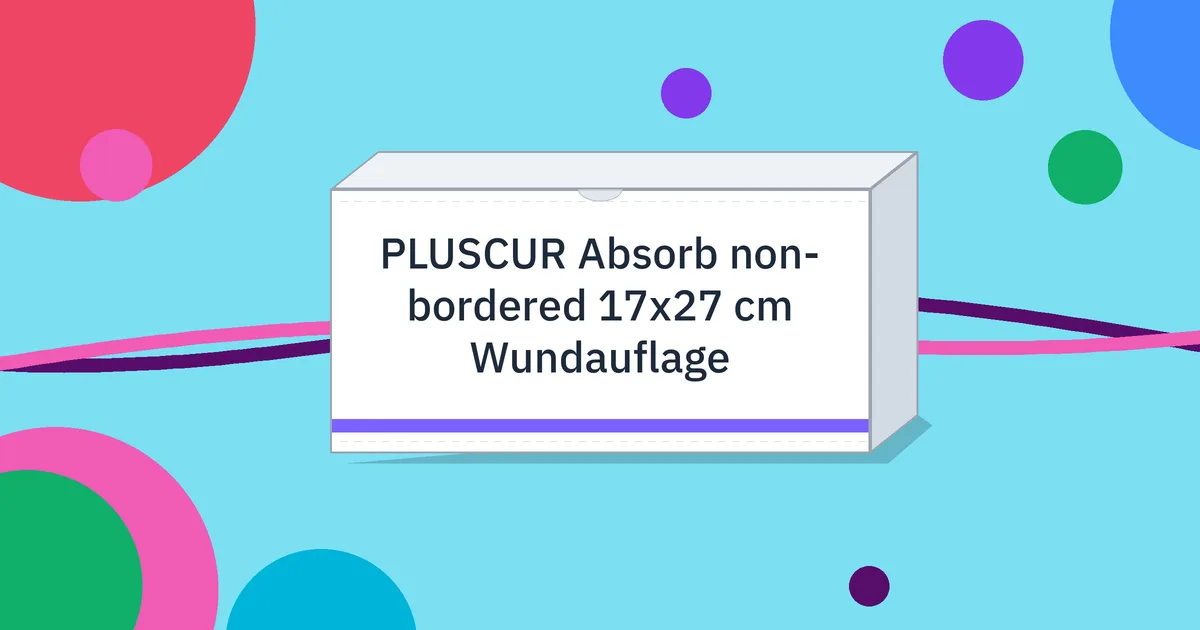 Symbolbild: Packung mit der Aufschrift PLUSCUR Absorb non-bordered 17x27 cm Wundauflage (PZN 19065255) – Verfügbarkeit und Bezug in Apotheken in Frankfurt am Main