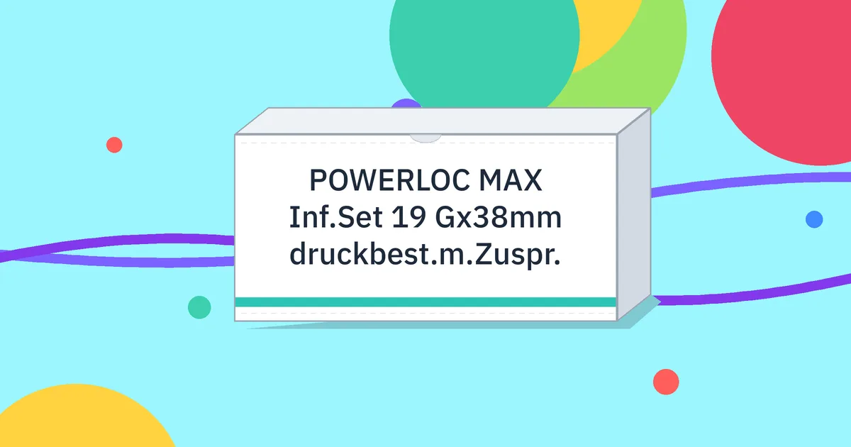 Symbolbild: Packung mit der Aufschrift POWERLOC MAX Inf.Set 19 Gx38mm druckbest.m.Zuspr. (PZN 18816191) – Verfügbarkeit und Bezug in Apotheken in Frankfurt am Main