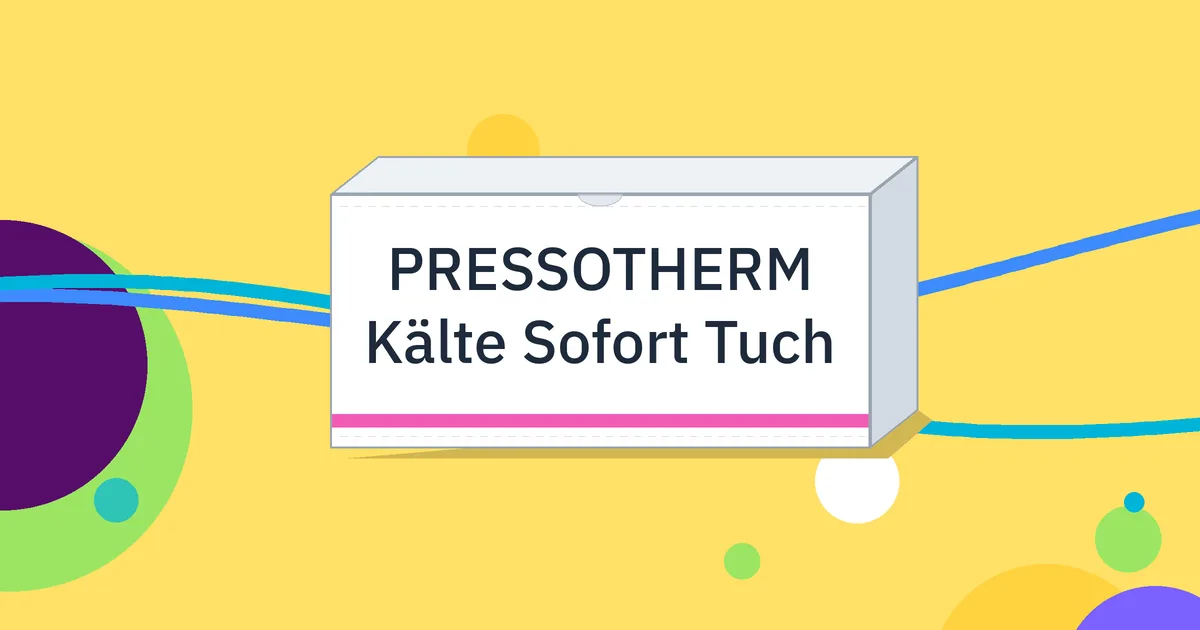 Symbolbild: Packung mit der Aufschrift PRESSOTHERM Kälte Sofort Tuch (PZN 02417649) – Verfügbarkeit und Bezug in Apotheken in Frankfurt am Main