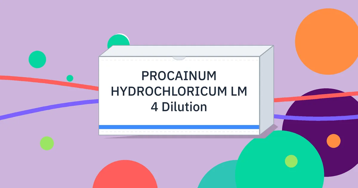 Symbolbild: Packung mit der Aufschrift PROCAINUM HYDROCHLORICUM LM 4 Dilution (PZN 13668320) – Verfügbarkeit und Bezug in Apotheken in Frankfurt am Main