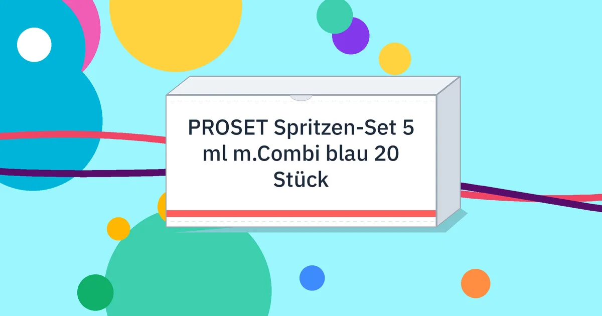Symbolbild: Packung mit der Aufschrift PROSET Spritzen-Set 5 ml m.Combi blau 20 Stück (PZN 04835894) – Verfügbarkeit und Bezug in Apotheken in Frankfurt am Main