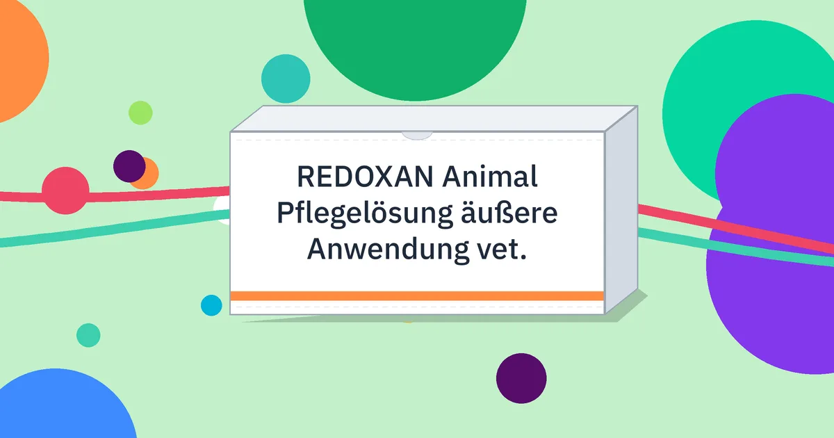 Symbolbild: Packung mit der Aufschrift REDOXAN Animal Pflegelösung äußere Anwendung vet. (PZN 20936063) – Verfügbarkeit und Bezug in Apotheken in Frankfurt am Main