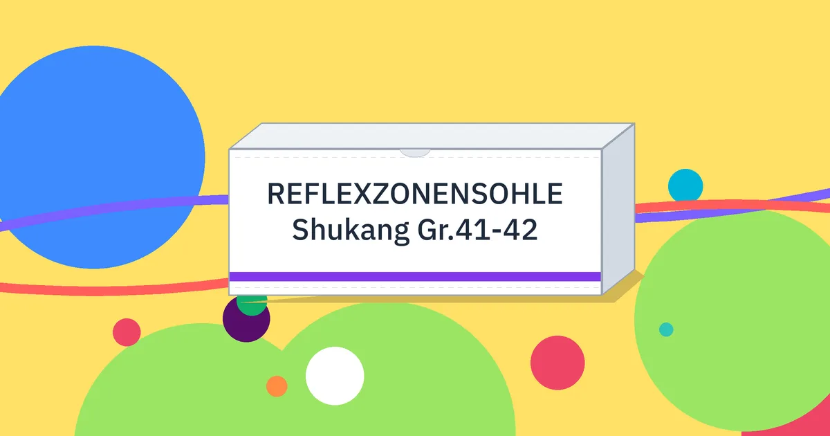 Symbolbild: Packung mit der Aufschrift REFLEXZONENSOHLE Shukang Gr.41-42 (PZN 12375969) – Verfügbarkeit und Bezug in Apotheken in Frankfurt am Main