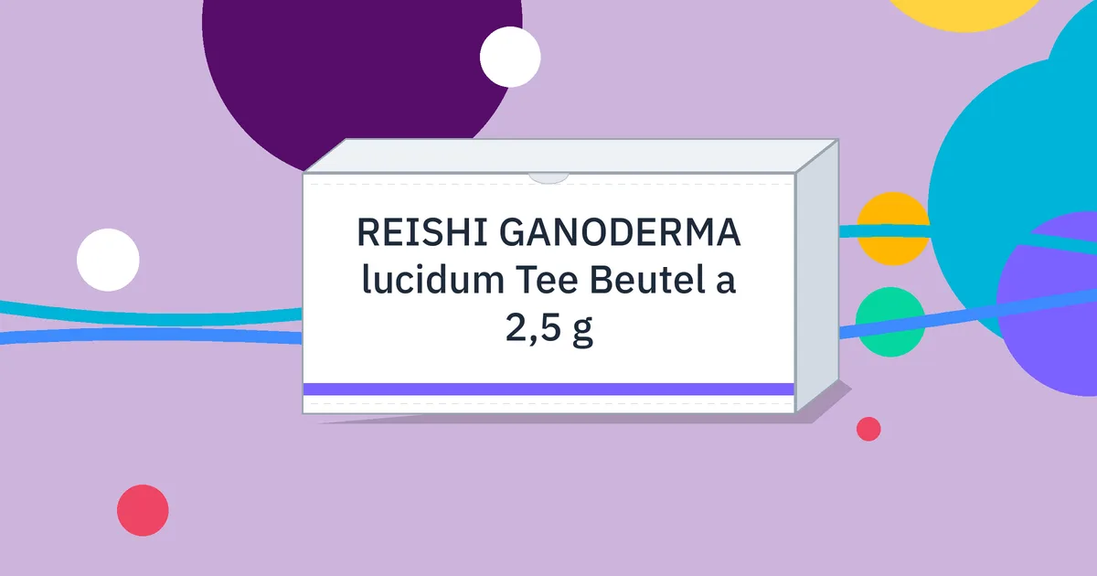 Symbolbild: Packung mit der Aufschrift REISHI GANODERMA lucidum Tee Beutel a 2,5 g (PZN 11544588) – Verfügbarkeit und Bezug in Apotheken in Frankfurt am Main
