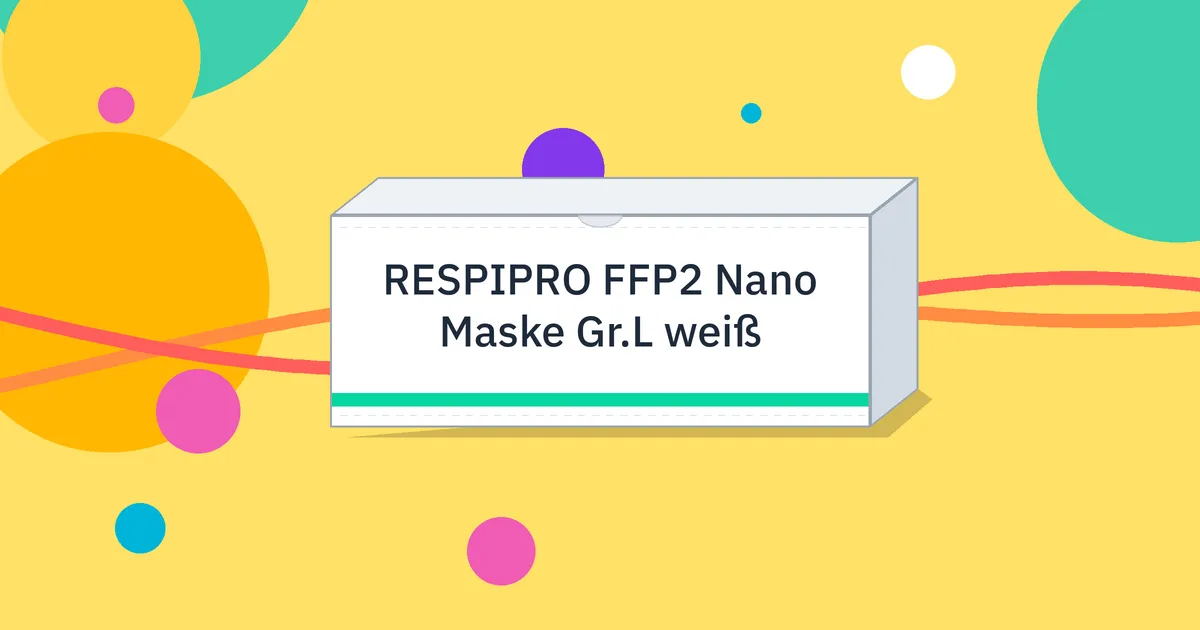 Symbolbild: Packung mit der Aufschrift RESPIPRO FFP2 Nano Maske Gr.L weiß (PZN 17991489) – Verfügbarkeit und Bezug in Apotheken in Frankfurt am Main