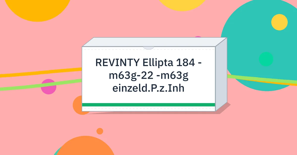 Symbolbild: Packung mit der Aufschrift REVINTY Ellipta 184 -m63g-22 -m63g einzeld.P.z.Inh (PZN 18485908) – Verfügbarkeit und Bezug in Apotheken in Frankfurt am Main