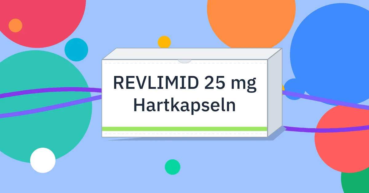 Symbolbild: Packung mit der Aufschrift REVLIMID 25 mg Hartkapseln (PZN 01875284) – Verfügbarkeit und Bezug in Apotheken in Frankfurt am Main