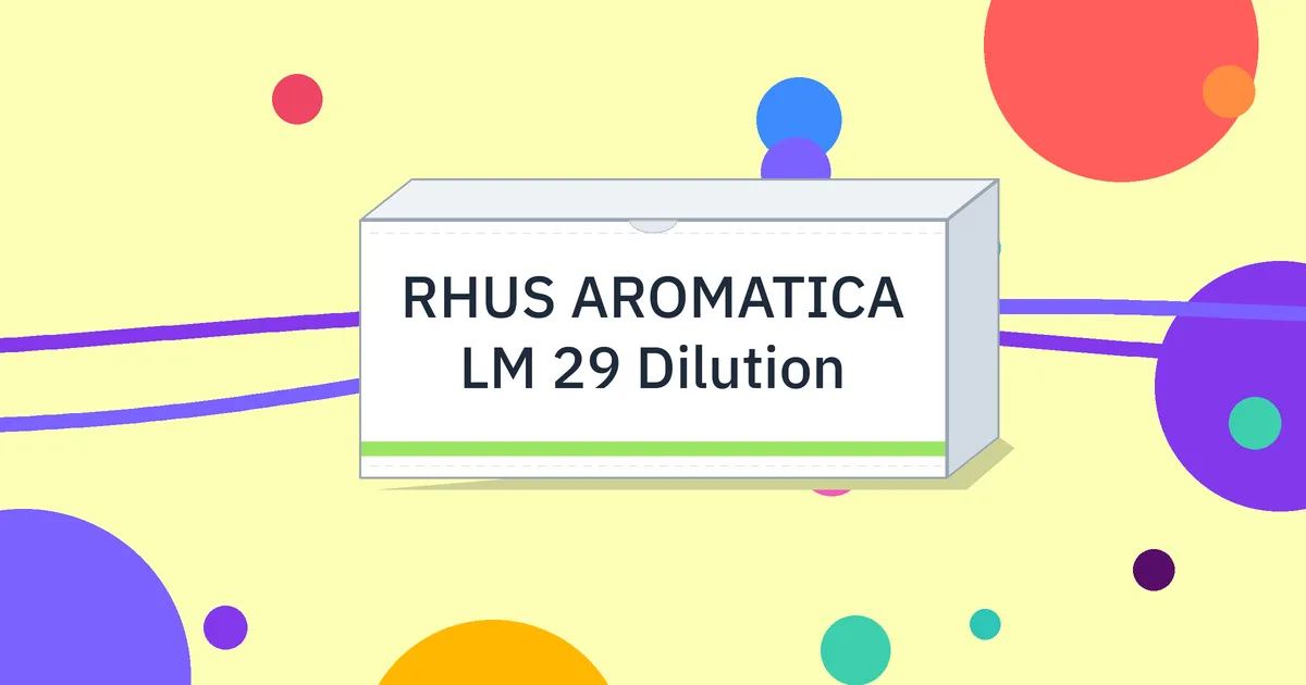 Symbolbild: Packung mit der Aufschrift RHUS AROMATICA LM 29 Dilution (PZN 13052004) – Verfügbarkeit und Bezug in Apotheken in Frankfurt am Main