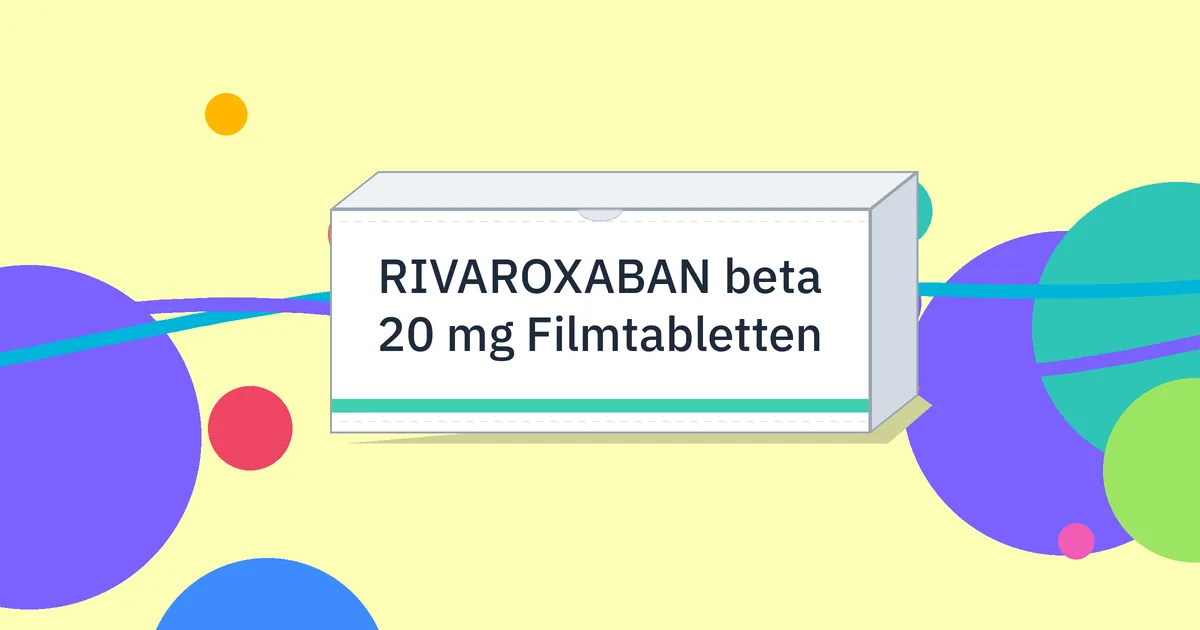 Symbolbild: Packung mit der Aufschrift RIVAROXABAN beta 20 mg Filmtabletten (PZN 18808122) – Verfügbarkeit und Bezug in Apotheken in Frankfurt am Main