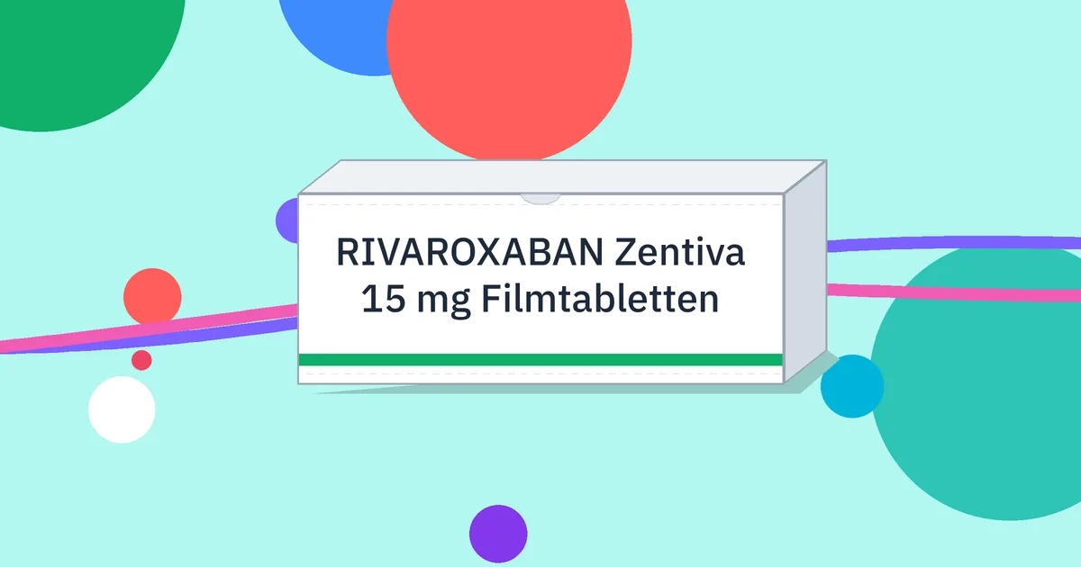 Symbolbild: Packung mit der Aufschrift RIVAROXABAN Zentiva 15 mg Filmtabletten (PZN 18792734) – Verfügbarkeit und Bezug in Apotheken in Frankfurt am Main