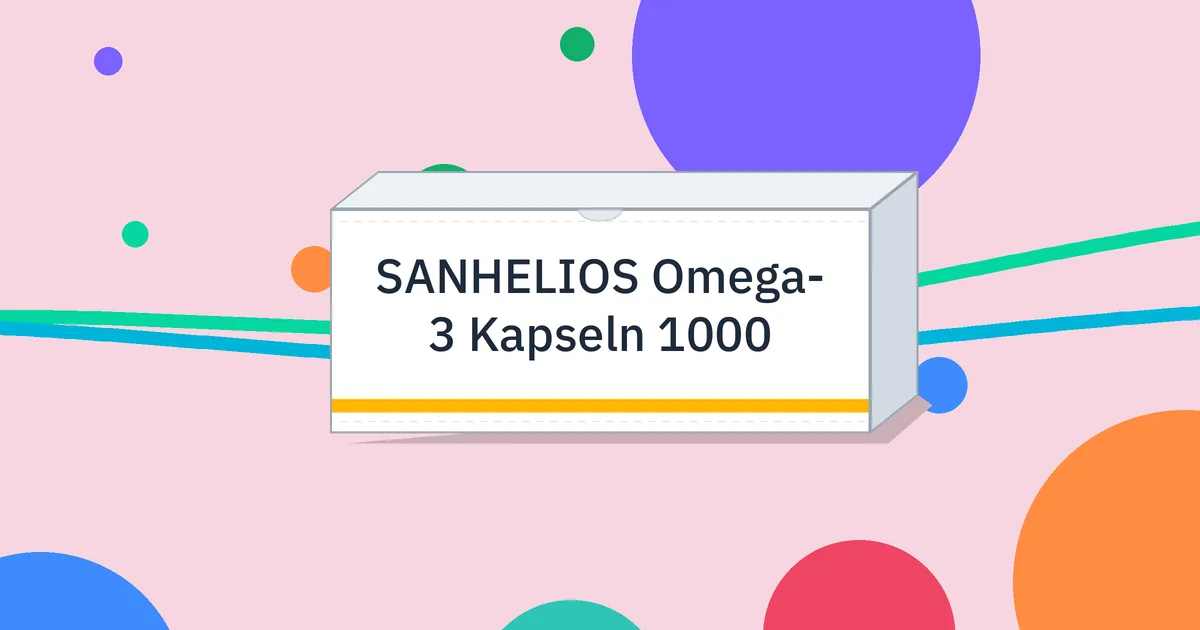Symbolbild: Packung mit der Aufschrift SANHELIOS Omega-3 Kapseln 1000 (PZN 19298551) – Verfügbarkeit und Bezug in Apotheken in Frankfurt am Main
