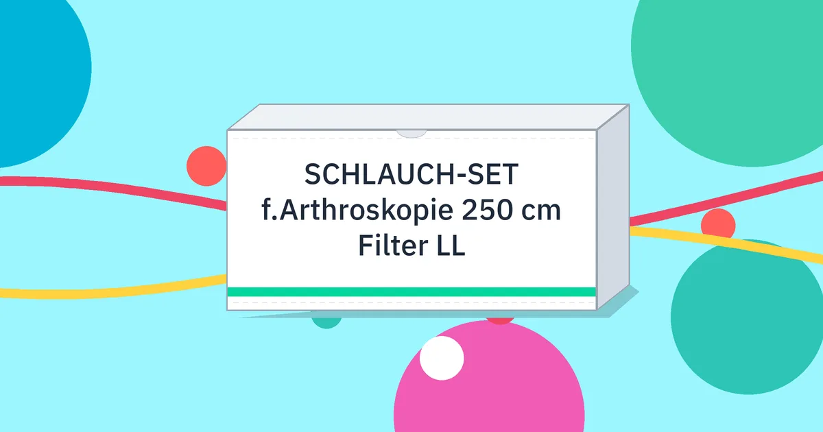 Symbolbild: Packung mit der Aufschrift SCHLAUCH-SET f.Arthroskopie 250 cm Filter LL (PZN 17487584) – Verfügbarkeit und Bezug in Apotheken in Frankfurt am Main