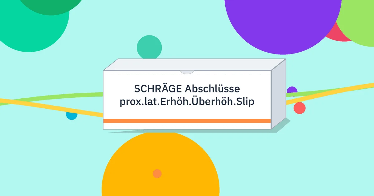Symbolbild: Packung mit der Aufschrift SCHRÄGE Abschlüsse prox.lat.Erhöh.Überhöh.Slip (PZN 20318721) – Verfügbarkeit und Bezug in Apotheken in Frankfurt am Main