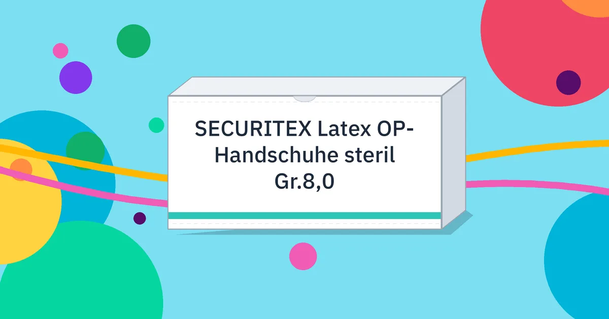 Symbolbild: Packung mit der Aufschrift SECURITEX Latex OP-Handschuhe steril Gr.8,0 (PZN 03851253) – Verfügbarkeit und Bezug in Apotheken in Frankfurt am Main