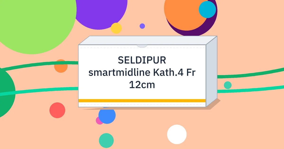 Symbolbild: Packung mit der Aufschrift SELDIPUR smartmidline Kath.4 Fr 12cm (PZN 15263478) – Verfügbarkeit und Bezug in Apotheken in Frankfurt am Main