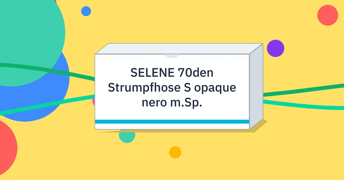 Symbolbild: Packung mit der Aufschrift SELENE 70den Strumpfhose S opaque nero m.Sp. (PZN 16173777) – Verfügbarkeit und Bezug in Apotheken in Frankfurt am Main