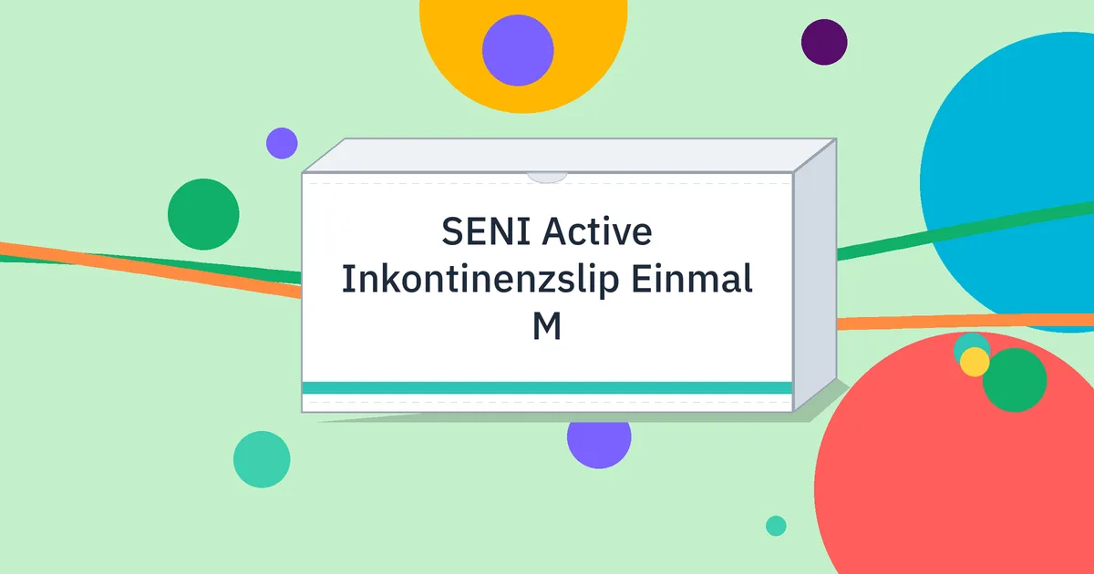 Symbolbild: Packung mit der Aufschrift SENI Active Inkontinenzslip Einmal M (PZN 03086640) – Verfügbarkeit und Bezug in Apotheken in Frankfurt am Main