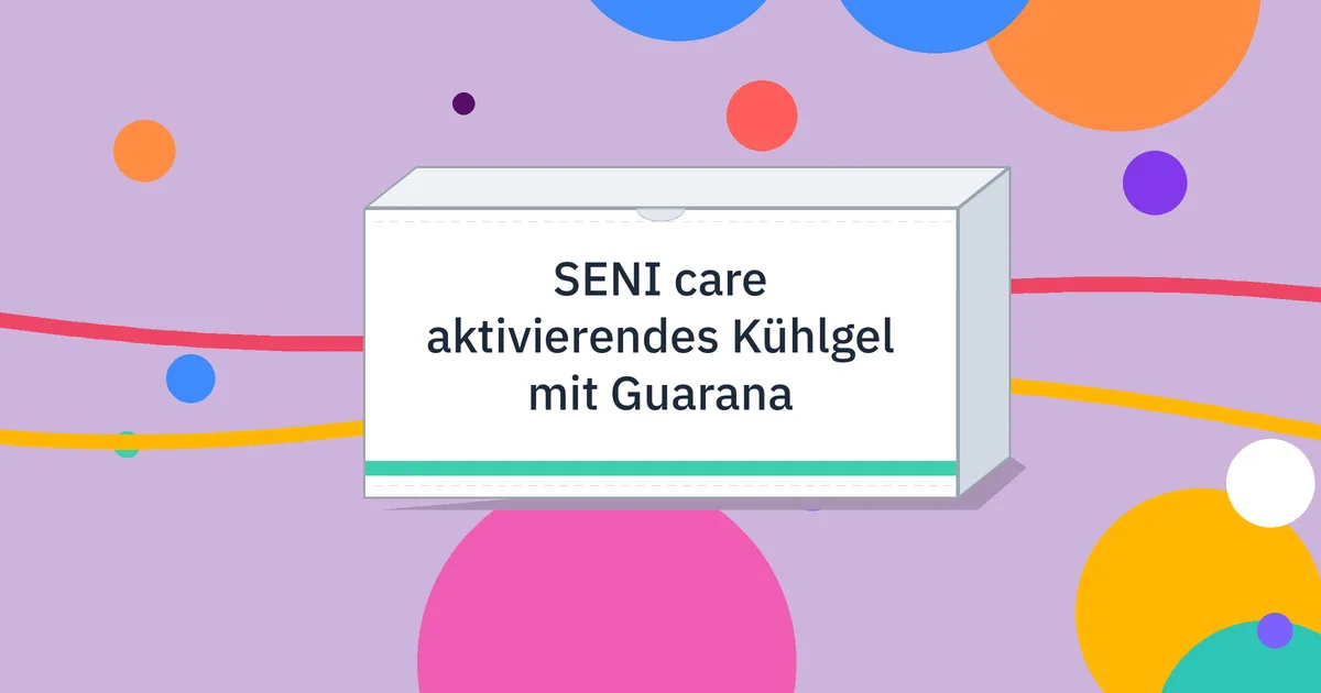 Symbolbild: Packung mit der Aufschrift SENI care aktivierendes Kühlgel mit Guarana (PZN 20288138) – Verfügbarkeit und Bezug in Apotheken in Frankfurt am Main
