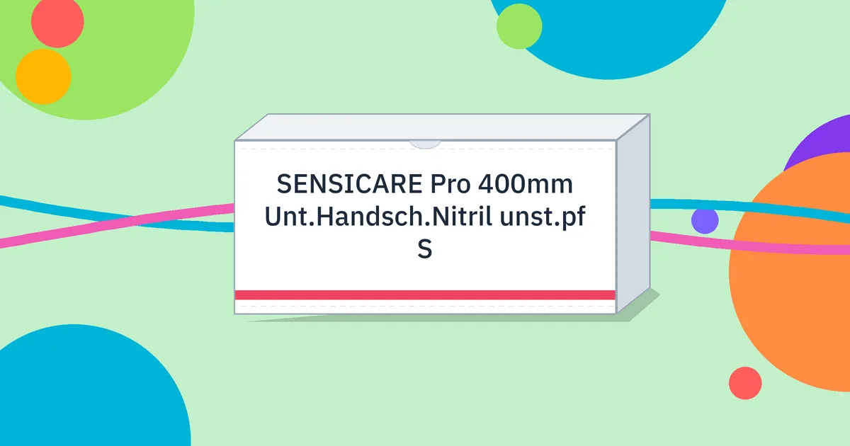Symbolbild: Packung mit der Aufschrift SENSICARE Pro 400mm Unt.Handsch.Nitril unst.pf S (PZN 20205810) – Verfügbarkeit und Bezug in Apotheken in Frankfurt am Main