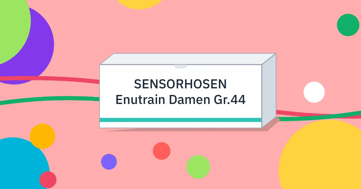 Symbolbild: Packung mit der Aufschrift SENSORHOSEN Enutrain Damen Gr.44 (PZN 04491549) – Verfügbarkeit und Bezug in Apotheken in Frankfurt am Main