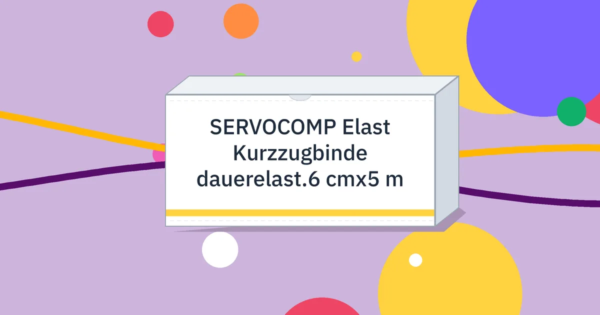 Symbolbild: Packung mit der Aufschrift SERVOCOMP Elast Kurzzugbinde dauerelast.6 cmx5 m (PZN 16734744) – Verfügbarkeit und Bezug in Apotheken in Frankfurt am Main