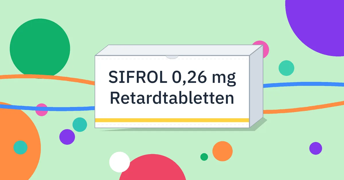 Symbolbild: Packung mit der Aufschrift SIFROL 0,26 mg Retardtabletten (PZN 03420777) – Verfügbarkeit und Bezug in Apotheken in Frankfurt am Main