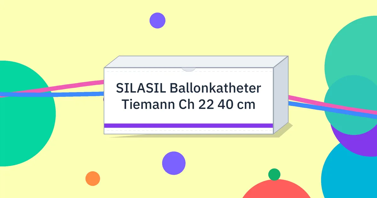 Symbolbild: Packung mit der Aufschrift SILASIL Ballonkatheter Tiemann Ch 22 40 cm (PZN 05036008) – Verfügbarkeit und Bezug in Apotheken in Frankfurt am Main
