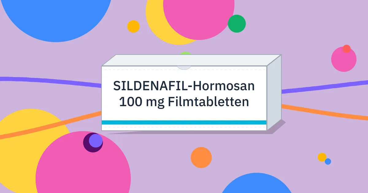Symbolbild: Packung mit der Aufschrift SILDENAFIL-Hormosan 100 mg Filmtabletten (PZN 16834061) – Verfügbarkeit und Bezug in Apotheken in Frankfurt am Main