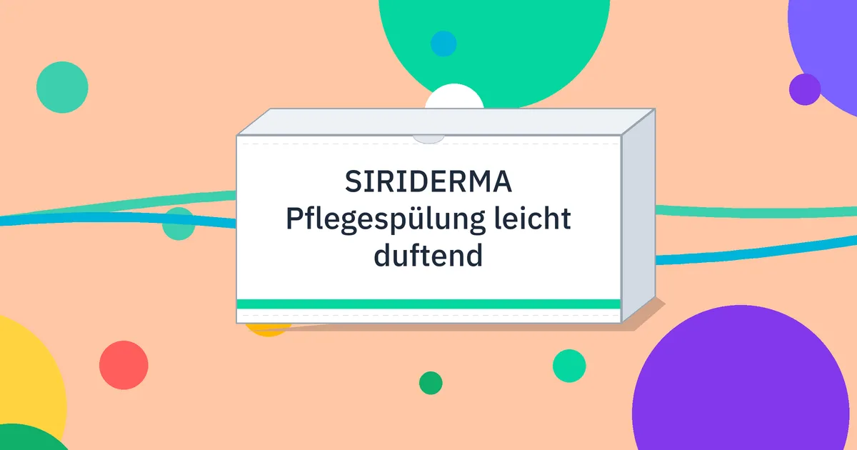Symbolbild: Packung mit der Aufschrift SIRIDERMA Pflegespülung leicht duftend (PZN 17561530) – Verfügbarkeit und Bezug in Apotheken in Frankfurt am Main
