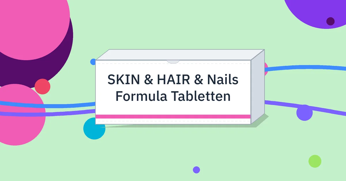 Symbolbild: Packung mit der Aufschrift SKIN & HAIR & Nails Formula Tabletten (PZN 18449870) – Verfügbarkeit und Bezug in Apotheken in Frankfurt am Main