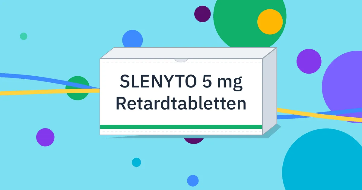 Symbolbild: Packung mit der Aufschrift SLENYTO 5 mg Retardtabletten (PZN 17617532) – Verfügbarkeit und Bezug in Apotheken in Frankfurt am Main