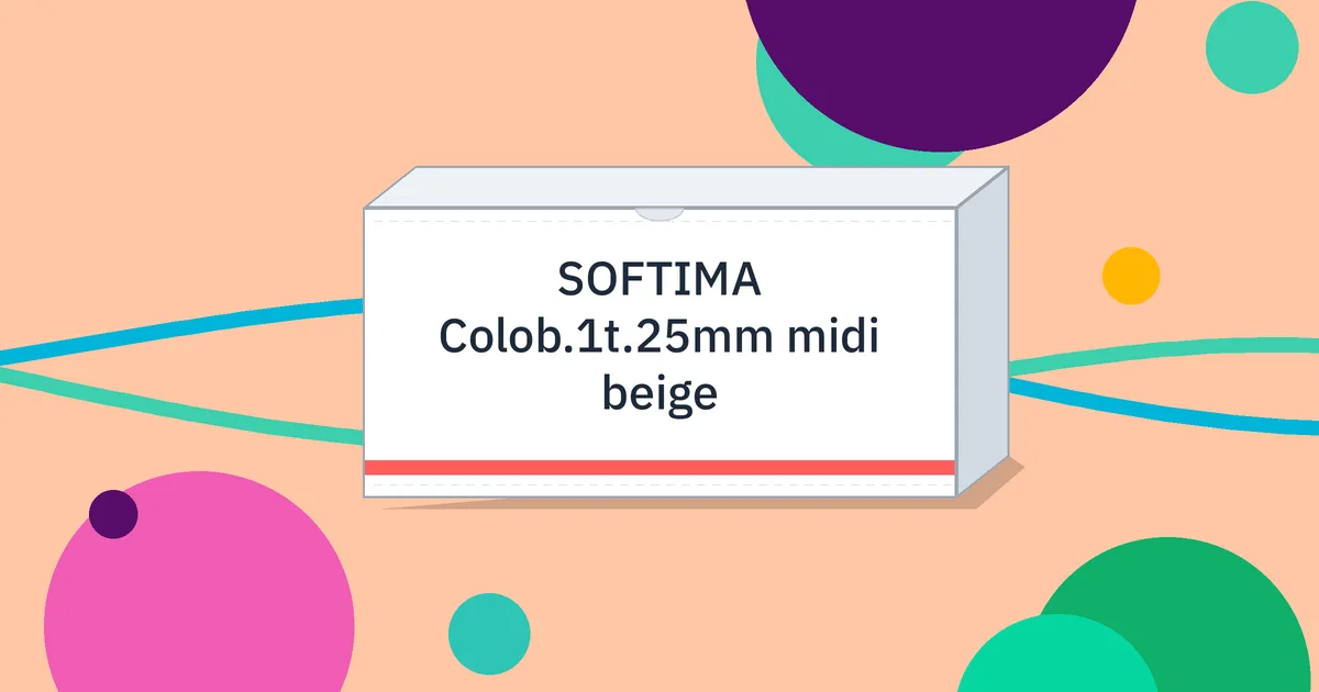 Symbolbild: Packung mit der Aufschrift SOFTIMA Colob.1t.25mm midi beige (PZN 17953365) – Verfügbarkeit und Bezug in Apotheken in Frankfurt am Main