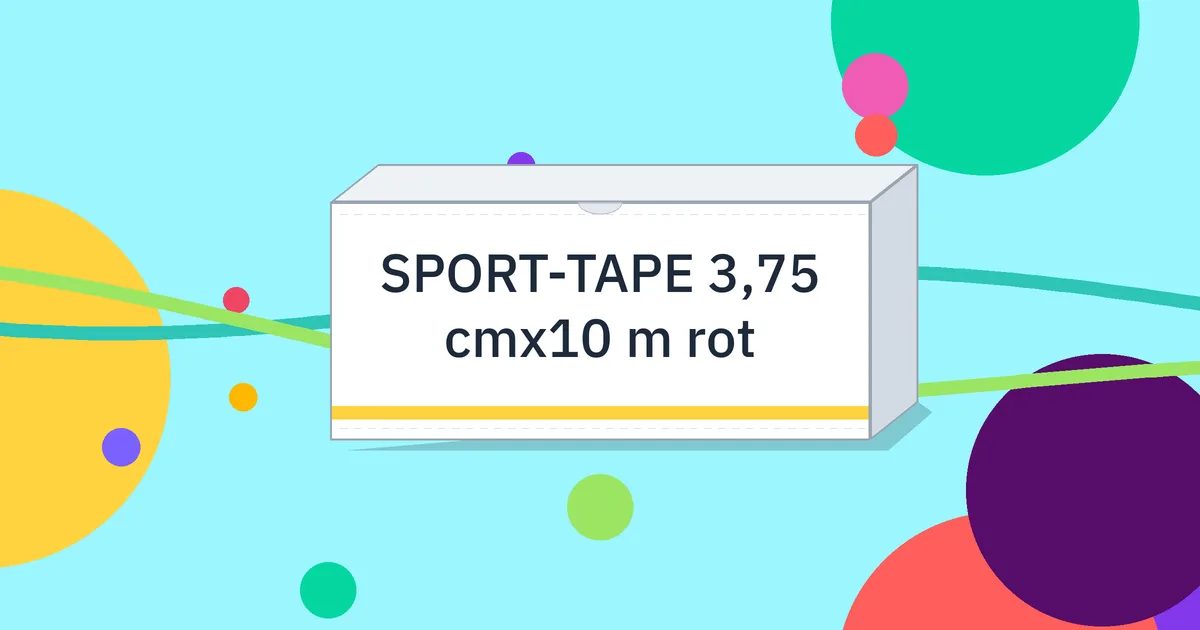 Symbolbild: Packung mit der Aufschrift SPORT-TAPE 3,75 cmx10 m rot (PZN 10809576) – Verfügbarkeit und Bezug in Apotheken in Frankfurt am Main