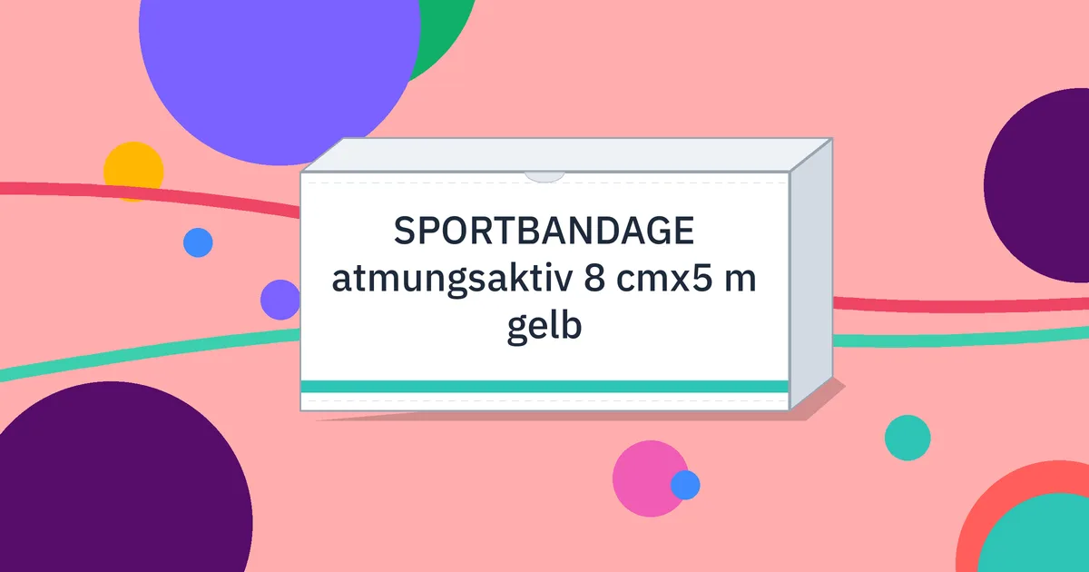 Symbolbild: Packung mit der Aufschrift SPORTBANDAGE atmungsaktiv 8 cmx5 m gelb (PZN 10404738) – Verfügbarkeit und Bezug in Apotheken in Frankfurt am Main