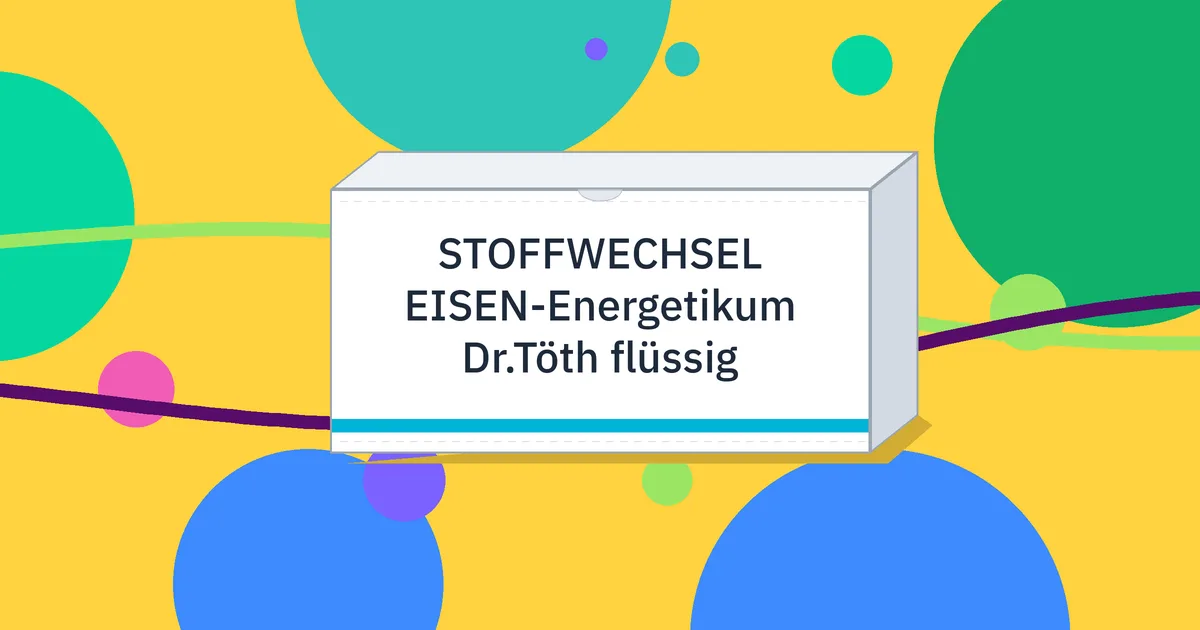 Symbolbild: Packung mit der Aufschrift STOFFWECHSEL EISEN-Energetikum Dr.Töth flüssig (PZN 14386339) – Verfügbarkeit und Bezug in Apotheken in Frankfurt am Main