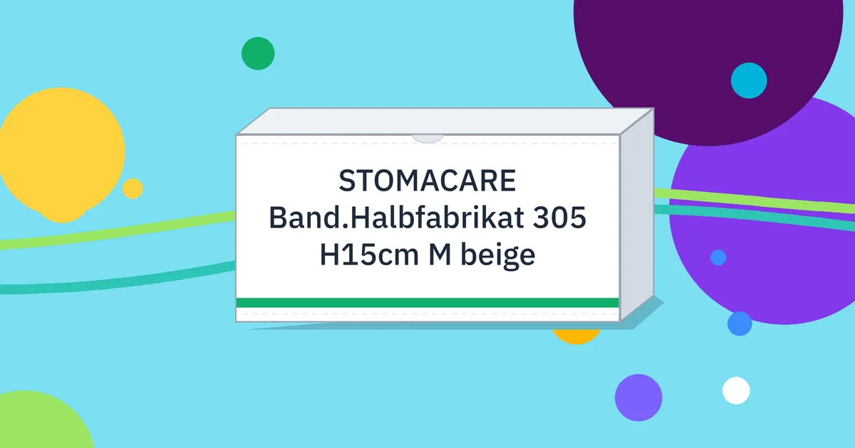 Symbolbild: Packung mit der Aufschrift STOMACARE Band.Halbfabrikat 305 H15cm M beige (PZN 07663637) – Verfügbarkeit und Bezug in Apotheken in Frankfurt am Main