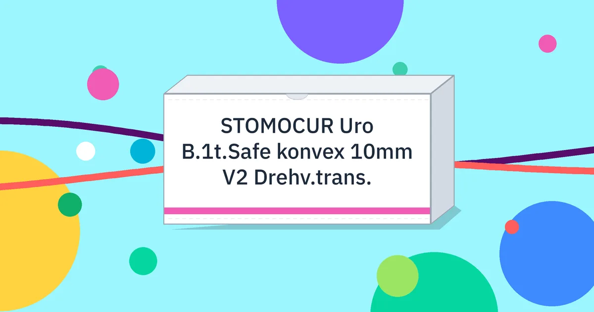 Symbolbild: Packung mit der Aufschrift STOMOCUR Uro B.1t.Safe konvex 10mm V2 Drehv.trans. (PZN 17552962) – Verfügbarkeit und Bezug in Apotheken in Frankfurt am Main